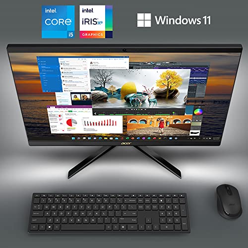 Acer Aspire C24-1700-UR12 AIO Desktop | 23.8" Full HD IPS Display | 12th Gen Intel Core i5-1235U | Intel Iris Xe Graphics | 8GB DDR4 | 512GB NVMe M.2 SSD | Intel Wireless Wi-Fi 6 | Windows 11 Home