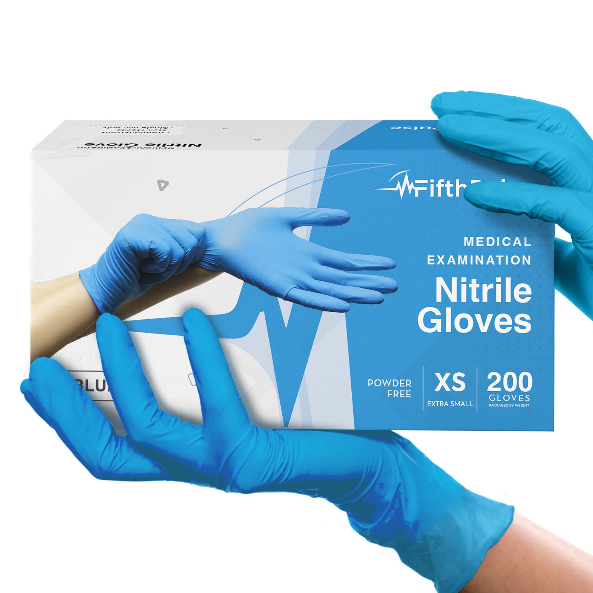 Blue Nitrile Disposable Gloves X Small, 200 Count - Latex Free Medical Gloves, Dental and Surgical Grade - Powder Free Rubber Gloves