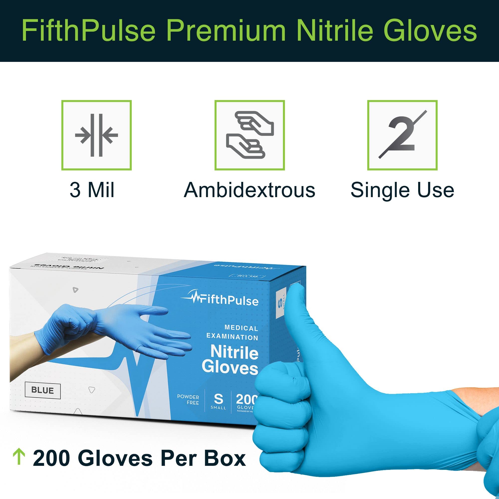 Blue Nitrile Disposable Gloves X Small, 200 Count - Latex Free Medical Gloves, Dental and Surgical Grade - Powder Free Rubber Gloves