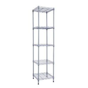 giotorent 5 tier standing shelving metal units, adjustable height wire shelf display rack for laundry bathroom kitchen 11.8 w x 11.8 d x 50 h (5-tier, gray)