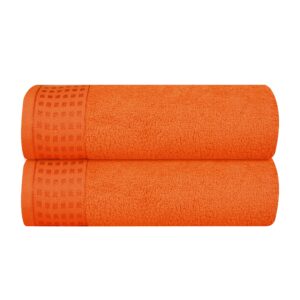 glamburg 100% cotton 2 pack oversized bath towel set 28x55 inches, ultra soft highly absorbant compact quickdry & lightweight large bath towels, ideal for gym travel camp pool - orange