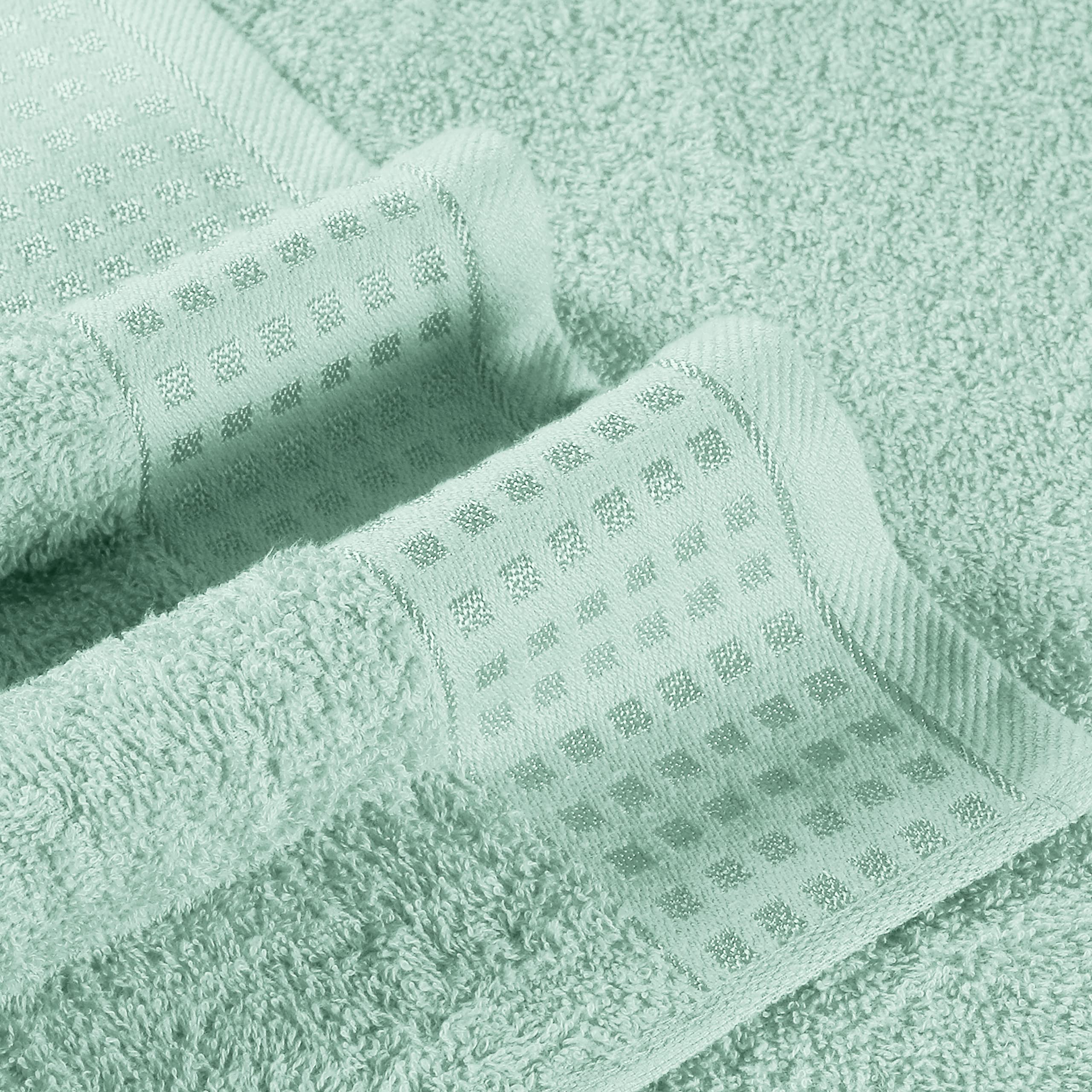 GLAMBURG 100% Cotton Ultra Soft 6 Pack Towel Set, Contains 2 Bath Towels 28x55 Inches, 2 Hand Towels 16x24 Inches & 2 Wash Coths 12x12 Inches, Compact Absorbent Lightweight & Quickdry - Sea Green