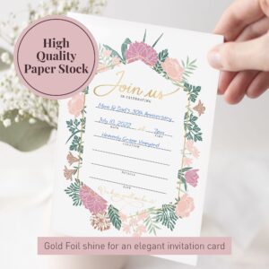 Rileys & Co. Invitation Cards with Envelopes and Bonus Stickers,50 Count, Blank Cards with Envelopes, Anniversery Invitation Cards, Floral Party Invitations for Wedding, Baby Shower, 7x5 Inches