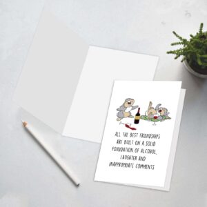 Alzombi Funny Birthday Card for Bestie Friend Female, Humor Friendship Card, Cute Bday Card for Girl Friends