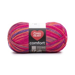 red heart comfort bright pink/orange/purple yarn - 1 pack of 16oz/454g - acrylic - 4 medium (worsted) - 867 yards - knitting/crochet