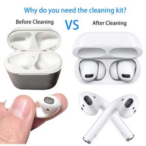 Cleaner Kit Compatible with Airpod Pro 1st 2nd 3rd Generation, Airpods Cleaning Kit and Keyboard Brush Gen 3 2 1, Pen Ear Bud Cleaning Tool for Samsung Galaxy Earbuds, Beats, Laptop, Phone, (White)