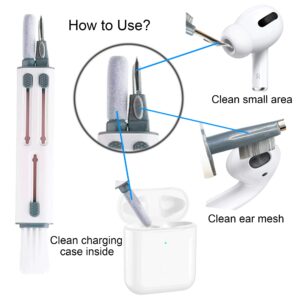 Cleaner Kit Compatible with Airpod Pro 1st 2nd 3rd Generation, Airpods Cleaning Kit and Keyboard Brush Gen 3 2 1, Pen Ear Bud Cleaning Tool for Samsung Galaxy Earbuds, Beats, Laptop, Phone, (White)