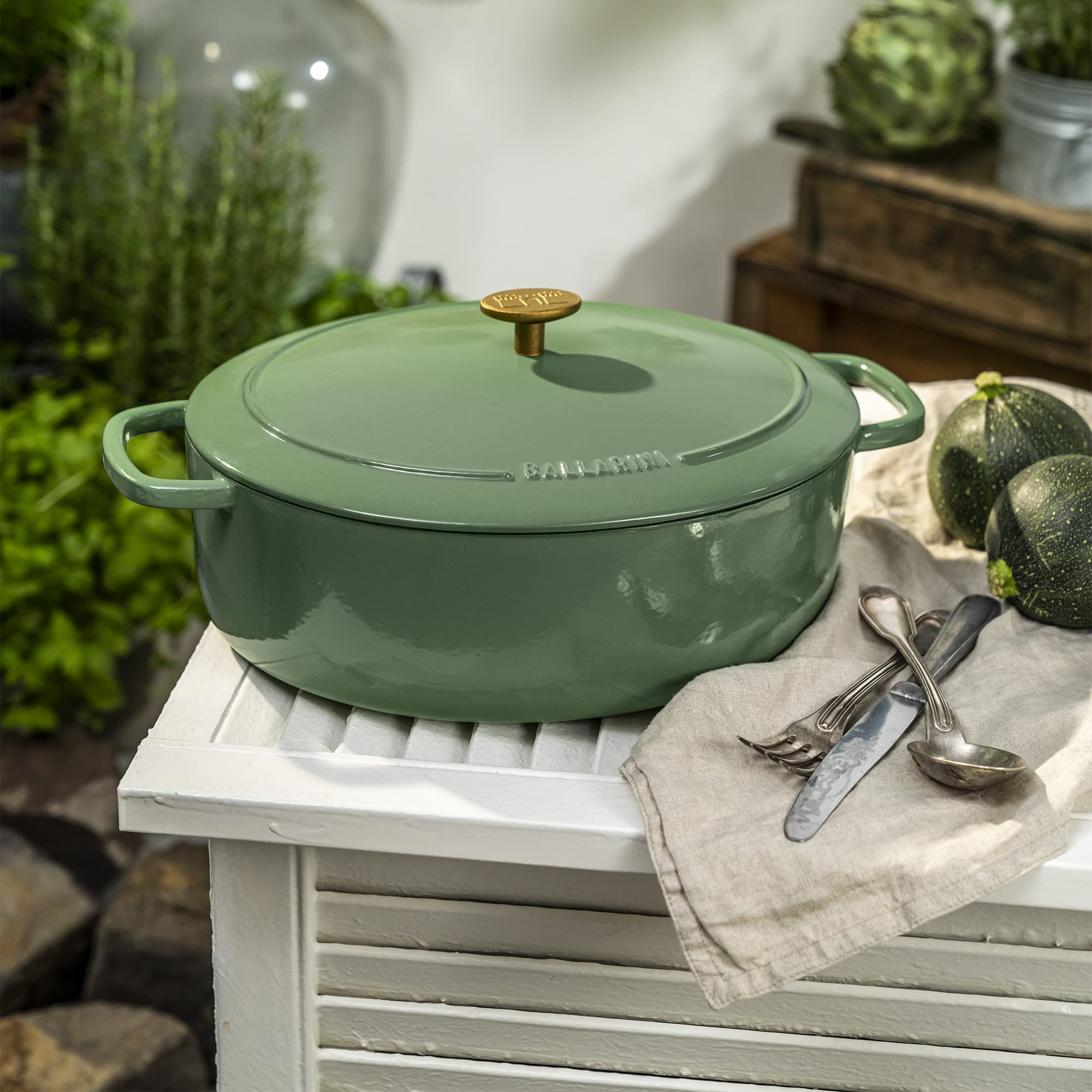 BALLARINI Bellamonte Cast Iron 5-qt Oval Dutch Oven - Saggio Green