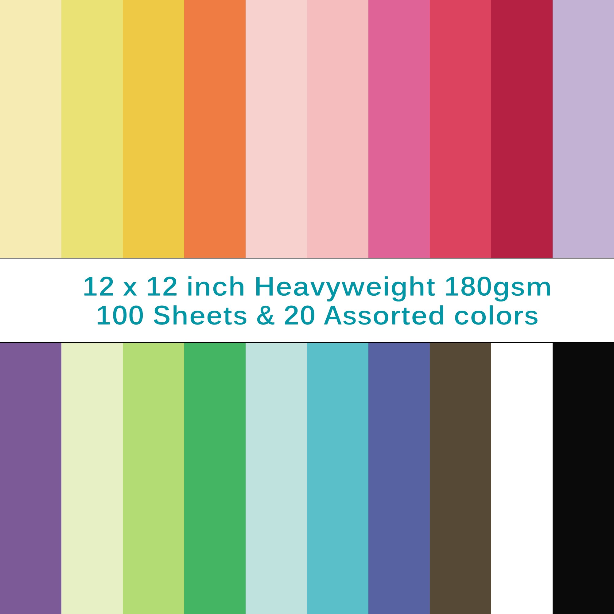 Colored Cardstock for Paper Crafts, Christmas Cards Making, Scrapbooking, Paper Starter Kit for Kids/Adults in Home/Party/School Supplies - 12 x 12 inch/100 Sheets/20 Colors 65IB 180GSM UAP10