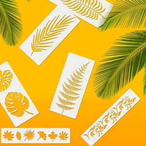 11Pieces Large Leaf Stencil 14” x 5.85”, Palm Fern Leaf Stencils for Painting on Walls Nature Tropical Plant Leaves Paint Stencils for Furniture Canvas Home Decor DIY Crafts (14” x 5.85”)