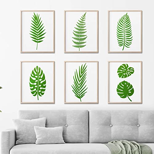 11Pieces Large Leaf Stencil 14” x 5.85”, Palm Fern Leaf Stencils for Painting on Walls Nature Tropical Plant Leaves Paint Stencils for Furniture Canvas Home Decor DIY Crafts (14” x 5.85”)