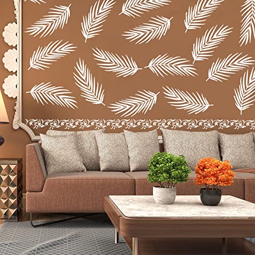 11Pieces Large Leaf Stencil 14” x 5.85”, Palm Fern Leaf Stencils for Painting on Walls Nature Tropical Plant Leaves Paint Stencils for Furniture Canvas Home Decor DIY Crafts (14” x 5.85”)