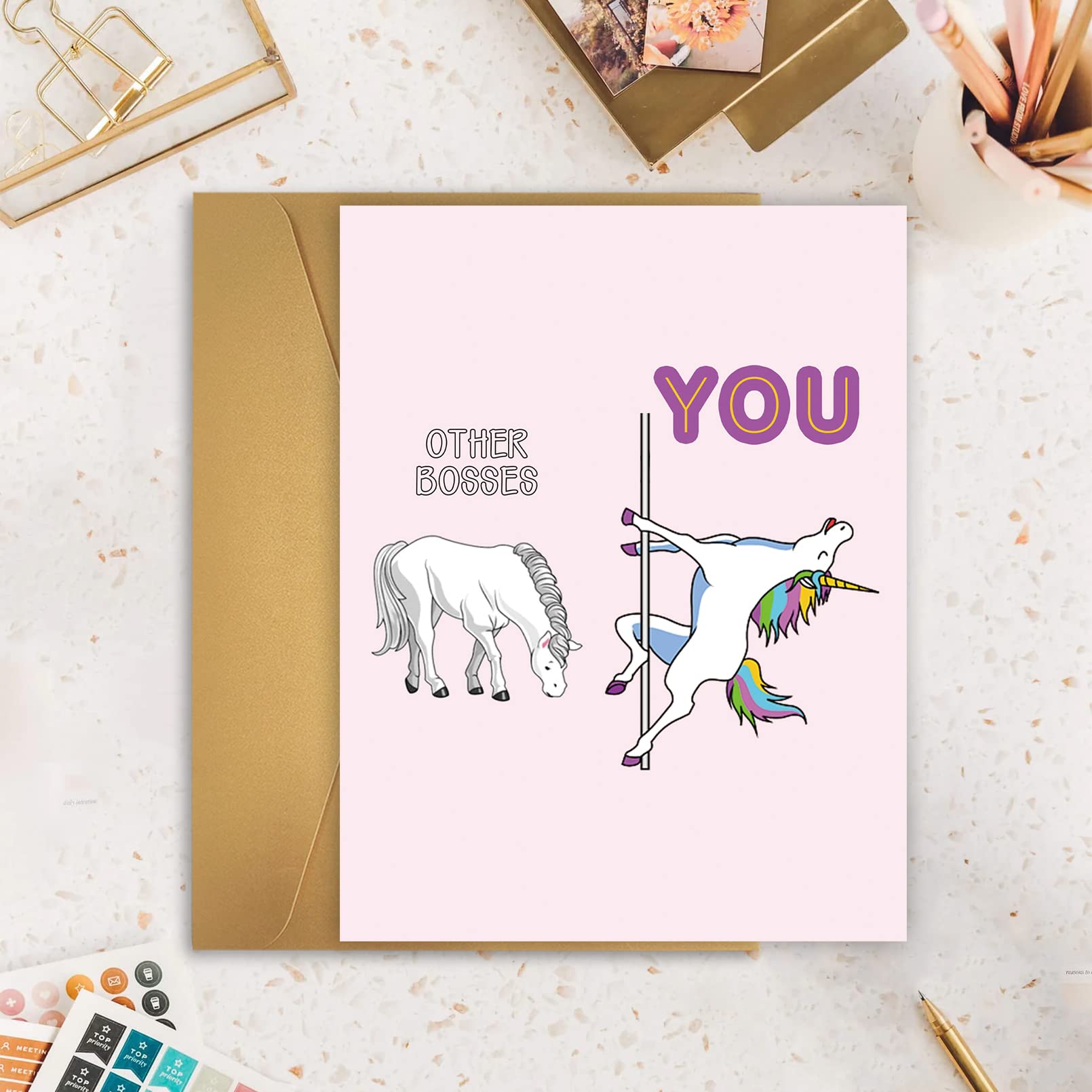 Ulbeelol Big Unicorn Boss Card, Humorous Birthday Card for Boss, Jumbo Size