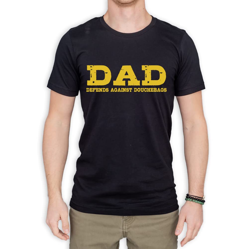 Dad - Defends Against Douchebags Father Funny T-Shirt Mens Tshirt Tee Black