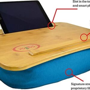 Yogibo Traybo 2.0 Computer Lap Desk Table with Cushion, Portable Pillow Tray for Laptops and Tablets, Reading Books in Bed, Gaming, Working, Writing, Bamboo Top Board, Fern