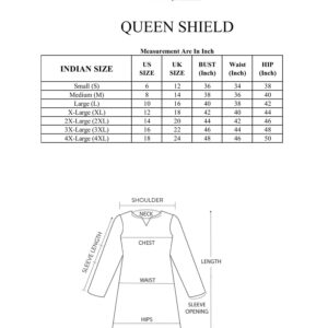 QUEEN SHIELD Women's Chikan-Kari Long Knee Length Kurti(White)(3XL)(46White9999)