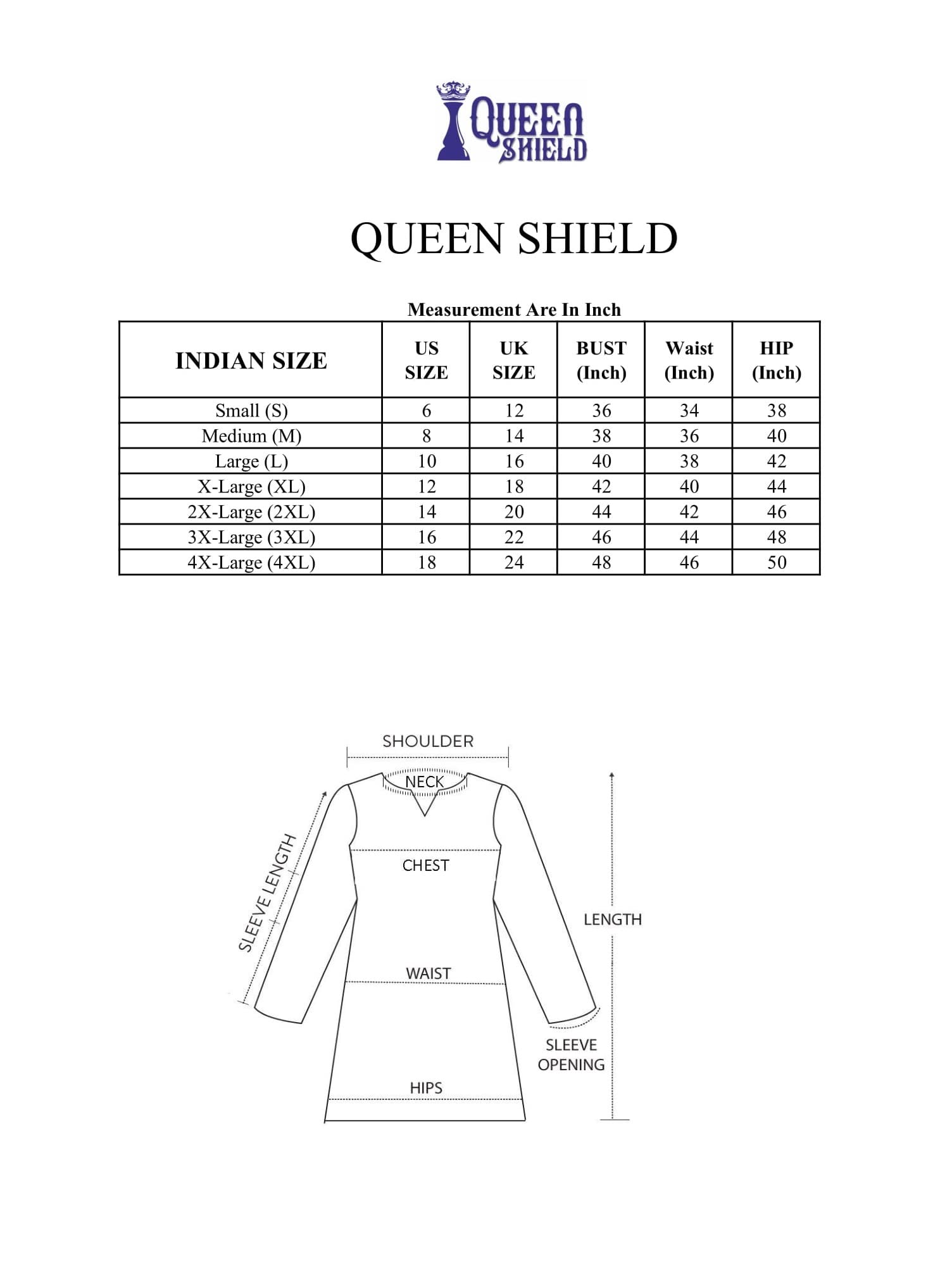 QUEEN SHIELD Women's Chikan-Kari Long Knee Length Kurti(White)(3XL)(46White9999)