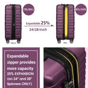 LARVENDER Luggage 5 Piece Sets, Expandable Luggage Sets Clearance, Suitcases with Spinner Wheels, Hard Shell Carry on Suitcase Set TSA Lock Purple