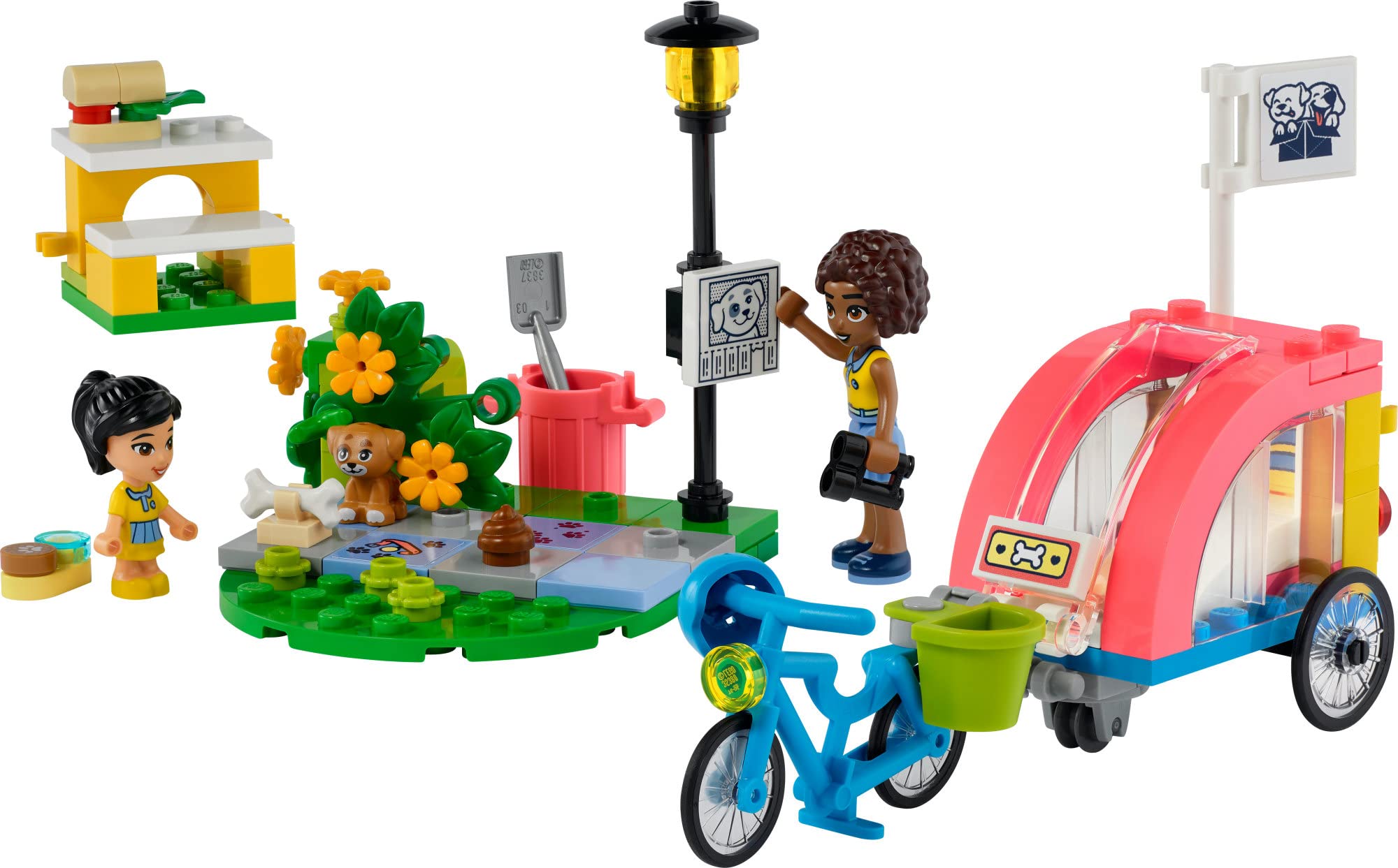 LEGO Friends Dog Rescue Bike Building Set, Pretend Play Animal Toy Playset for Pet-Loving Kids, Girls and Boys Ages 6 and Up with Puppy Toy Pet Figure and 2 Mini-Dolls, 41738