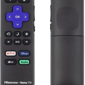 Amtone New Replacement Remote for Hisense ROKU Smart TVs with Netflix Disney Hulu VUDU Keys fits for 50H4 55H4 48H4 40H4 R6070 50R7E 32H4C 32H4D 32H4E (Netflix/Disney+/Apple TV+/hulu) (Renewed)