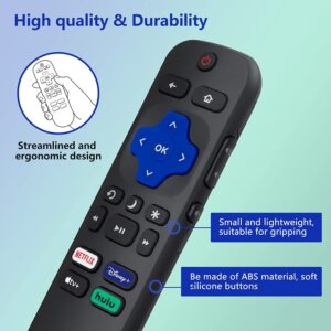 Amtone New Replacement Remote for Hisense ROKU Smart TVs with Netflix Disney Hulu VUDU Keys fits for 50H4 55H4 48H4 40H4 R6070 50R7E 32H4C 32H4D 32H4E (Netflix/Disney+/Apple TV+/hulu) (Renewed)