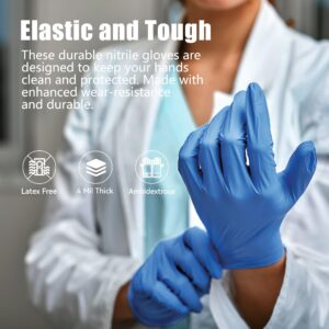 Amozife Blue Nitrile Disposable Gloves, 4 Mil Powder & Latex Free Non-Sterile Exam Gloves for Cooking, Cleaning, Food Prep, Medium