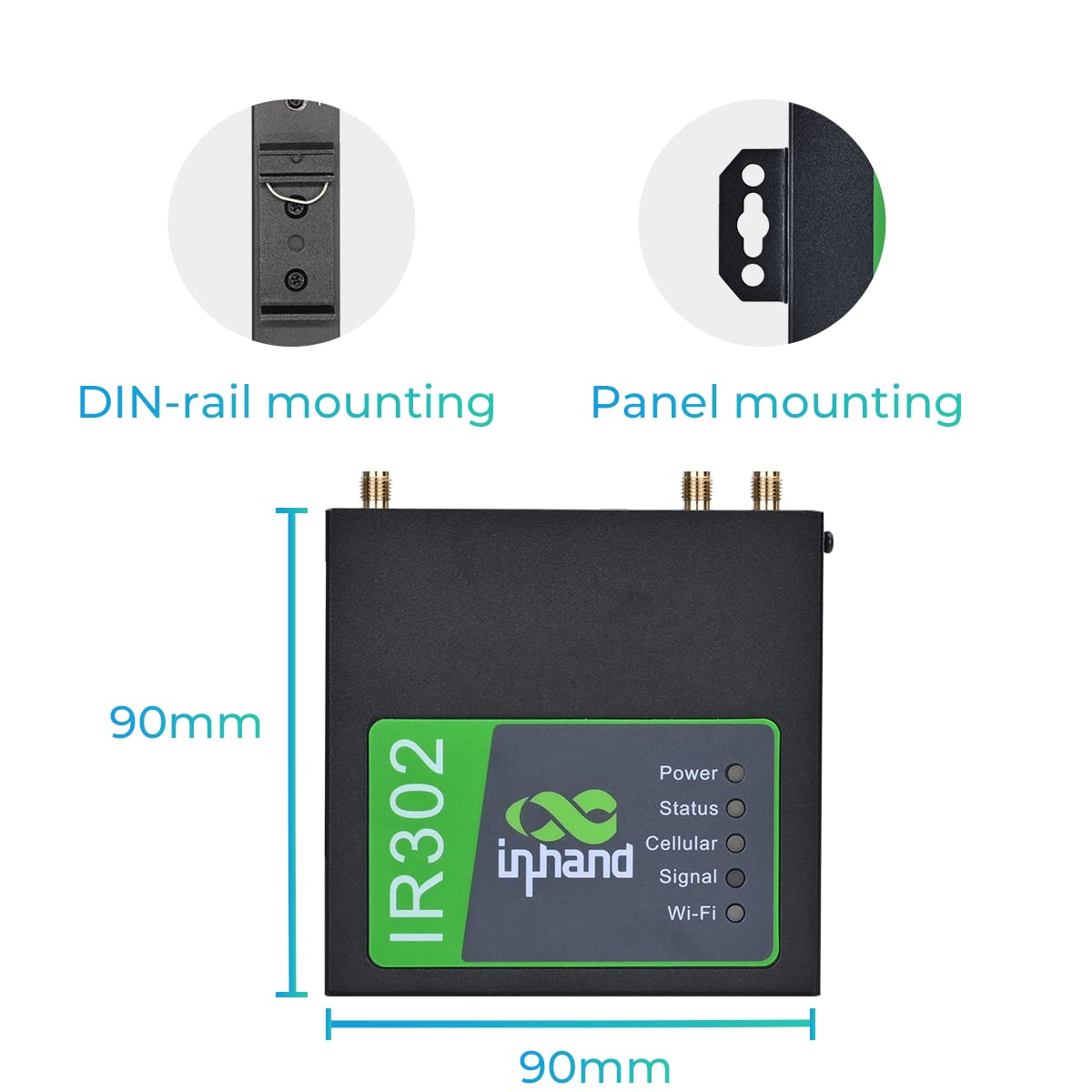 InHand Networks IR302 Industrial IoT 4G LTE VPN Cellular Router, LTE Cat 4+ Wi-Fi, Dual sim Card Slots, Management by Cloud Platform, DI/DO Port, Support T-Mobile, AT&T & Verizon, UL Certification