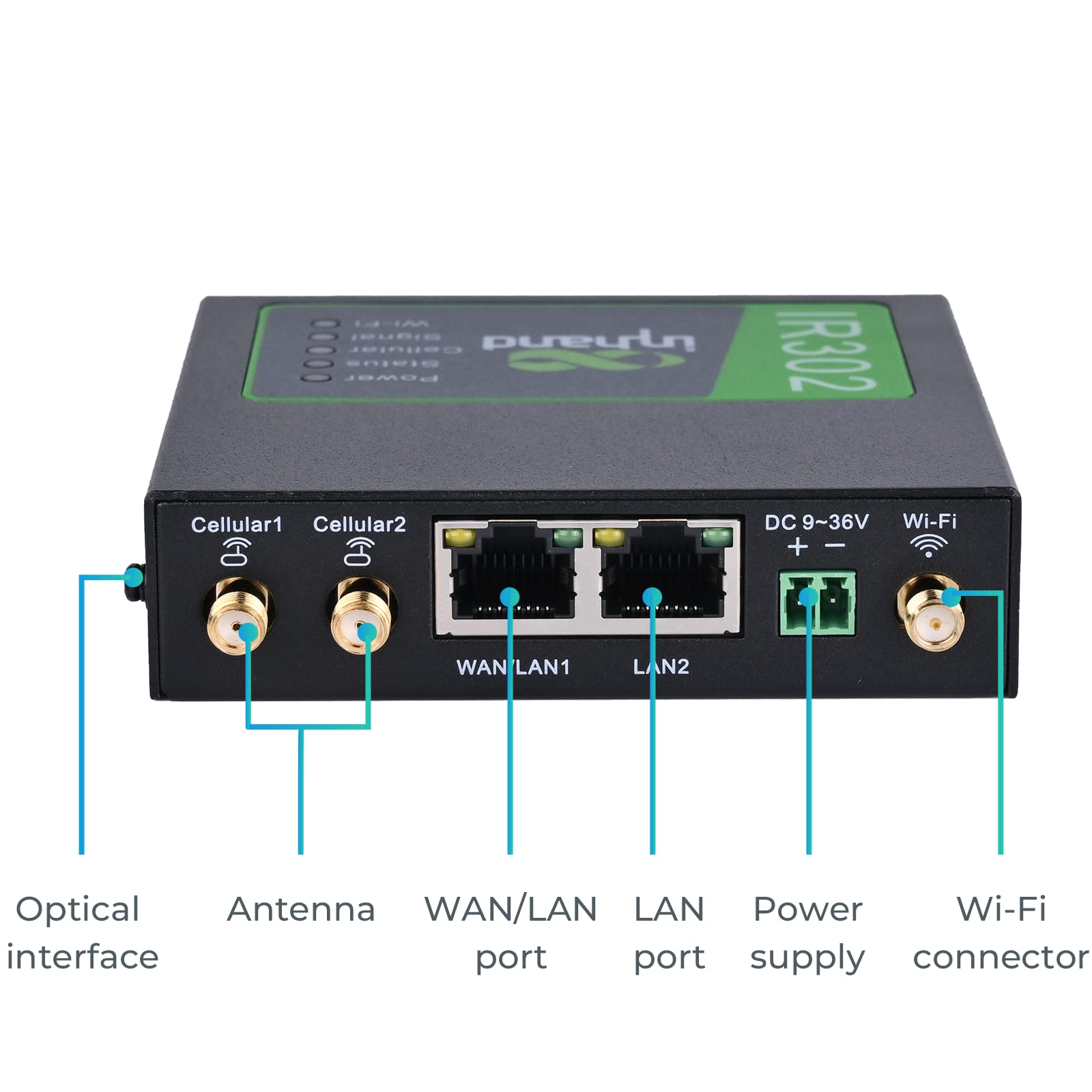 InHand Networks IR302 Industrial IoT 4G LTE VPN Cellular Router, LTE Cat 4+ Wi-Fi, Dual sim Card Slots, Management by Cloud Platform, DI/DO Port, Support T-Mobile, AT&T & Verizon, UL Certification