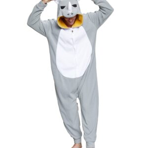 Dodheah Rhinoceros Cosplay Adult Onesie Halloween Costumes Pajamas Animal Jumpsuit Sleepwear Loungewear Grey S