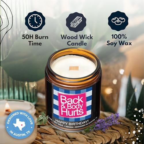 Funny Happy Birthday Candle, Gifts for Women & Men, Birthday Surprise Box, Birthday Gift Ideas for Her & Him, Back and Body Hurts Candle