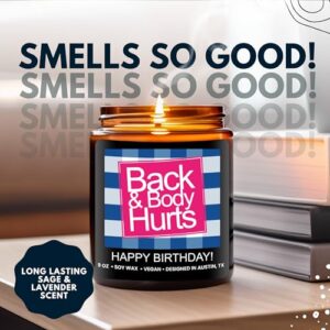 Funny Happy Birthday Candle, Gifts for Women & Men, Birthday Surprise Box, Birthday Gift Ideas for Her & Him, Back and Body Hurts Candle