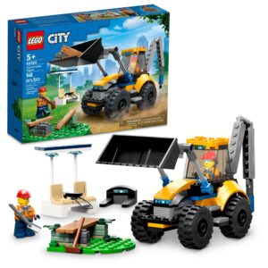 lego city construction digger 60385 building toy - excavator model featuring tools and minifigures, vehicle building set for fun creative play, birthday gift idea for boys, girls, and kids ages 5+