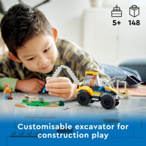 LEGO City Construction Digger 60385 Building Toy - Excavator Model Featuring Tools and Minifigures, Vehicle Building Set for Fun Creative Play, Birthday Gift Idea for Boys, Girls, and Kids Ages 5+