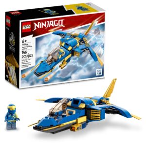 lego ninjago jay’s lightning jet evo 71784, upgradable toy plane, ninja airplane building set, collectible birthday gift idea for grandchildren, kids, boys and girls ages 7 and up