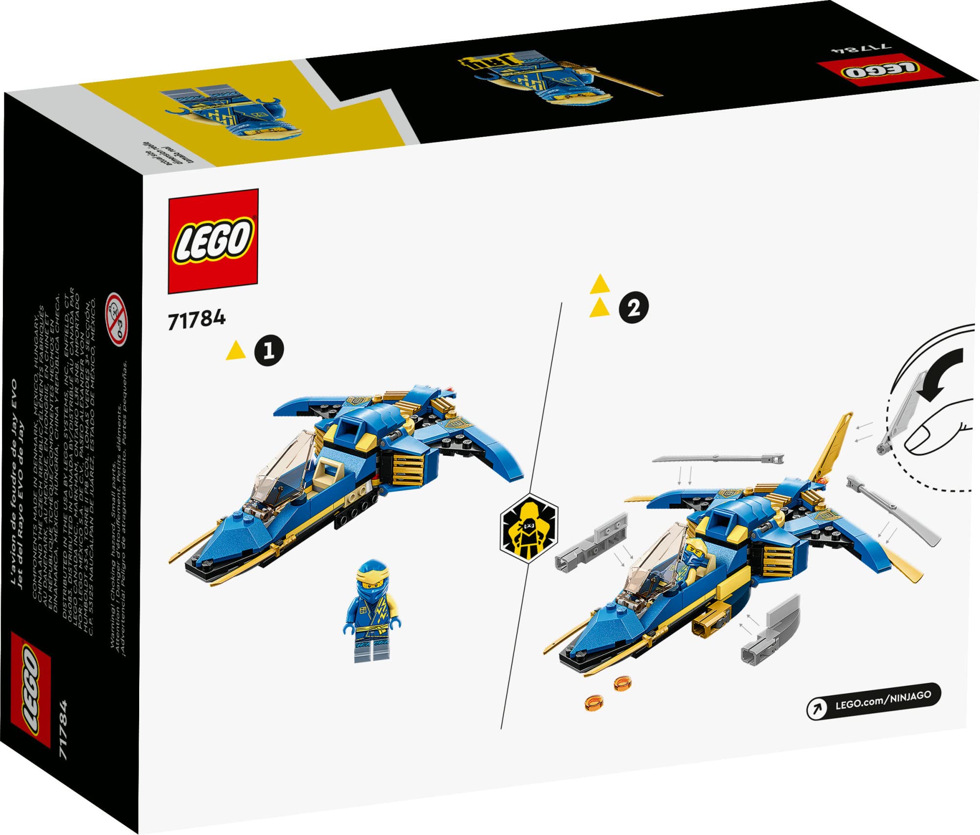 LEGO NINJAGO Jay’s Lightning Jet EVO 71784, Upgradable Toy Plane, Ninja Airplane Building Set, Collectible Birthday Gift Idea for Grandchildren, Kids, Boys and Girls Ages 7 and Up