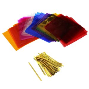 kumgrot 80pcs cellophane wrap colored cellophane sheets plastic transparency film for diy artwork crafts decoration 15.5×15.5cm/6.1×6.1in