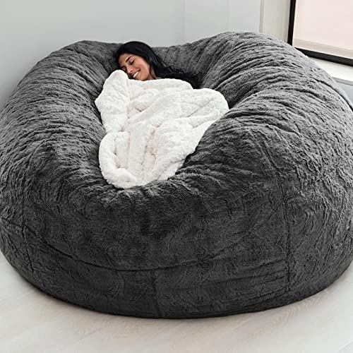 Big Huge Giant Bean Bag Chair for Adults, (No Filler) Bean Bag Chairs in Multiple Sizes and Colors Giant Foam-Filling Required- Machine Washable Covers, Double Stitched Seams (Dark Grey, 150 * 75cm)