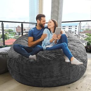 Big Huge Giant Bean Bag Chair for Adults, (No Filler) Bean Bag Chairs in Multiple Sizes and Colors Giant Foam-Filling Required- Machine Washable Covers, Double Stitched Seams (Dark Grey, 150 * 75cm)