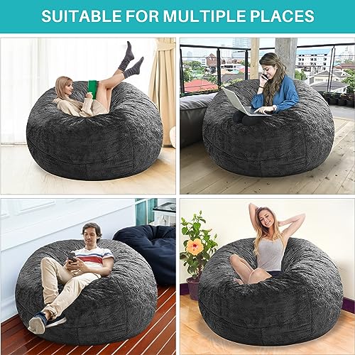 Big Huge Giant Bean Bag Chair for Adults, (No Filler) Bean Bag Chairs in Multiple Sizes and Colors Giant Foam-Filling Required- Machine Washable Covers, Double Stitched Seams (Dark Grey, 150 * 75cm)