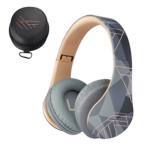 PowerLocus Bluetooth Headphones Over Ear, Wireless Headphones with Microphone, Foldable Headphone, Soft Memory Foam Earmuffs & Lightweight, Micro SD/TF, FM Radio for iPhone/Android/Tablet/PC/TV