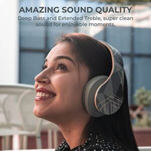 PowerLocus Bluetooth Headphones Over Ear, Wireless Headphones with Microphone, Foldable Headphone, Soft Memory Foam Earmuffs & Lightweight, Micro SD/TF, FM Radio for iPhone/Android/Tablet/PC/TV