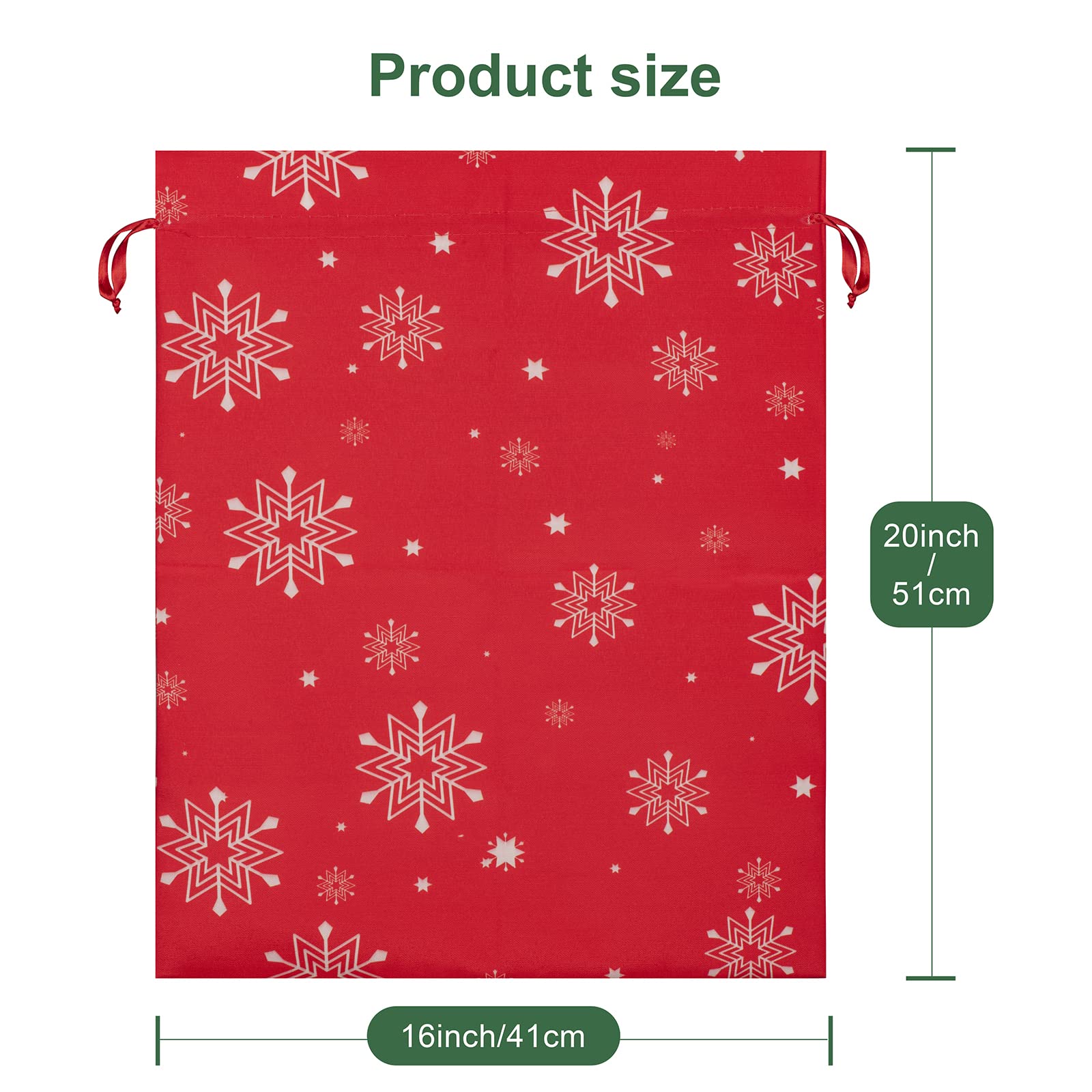 FloraSea 3 Pack 20x16 inches Christmas Big Cotton Gift Bags With Drawstrings,Reusable Holiday Fabric gift bags,Christmas Giant Gift Bags Large Present Bags for Xmas Presents Party Favor