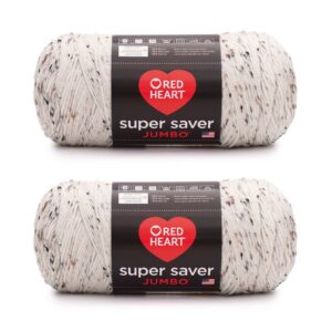 red heart super saver jumbo aran fleck yarn - 2 pack of 10oz/283g - acrylic - 4 medium (worsted) - 482 yards - knitting/crochet