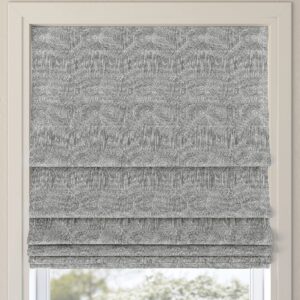 sun zero tompkins tonal geometric total blackout cordless roman shade, 35" x 64", gray