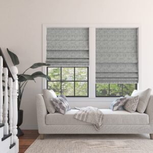 Sun Zero Tompkins Tonal Geometric Total Blackout Cordless Roman Shade, 35" x 64", Gray