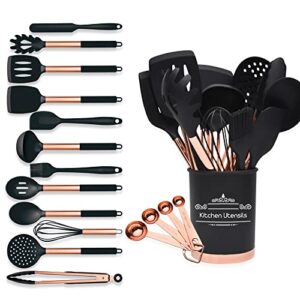 bbn silicone cooking utensils set, 17pcs silicone kitchen utensils set, non-stick silicone utensils for cooking, heat resistant cooking utensil sets, rose gold kitchen accessories