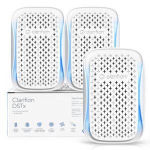 clarifion - dstx 2.0 portable air purifier (3 pack) - plug in air ionizer hepa air filter, mini personal air purifiers for, bedroom and pets helps with dust, smoke, airborne dust and odors