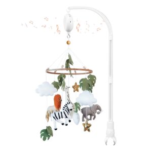 nicepoch musical jungle baby crib mobile for boys & girls - wild animals nursery mobiles - safari nursery room decor - bassinet mobile with extension arm holder, 1.0 count