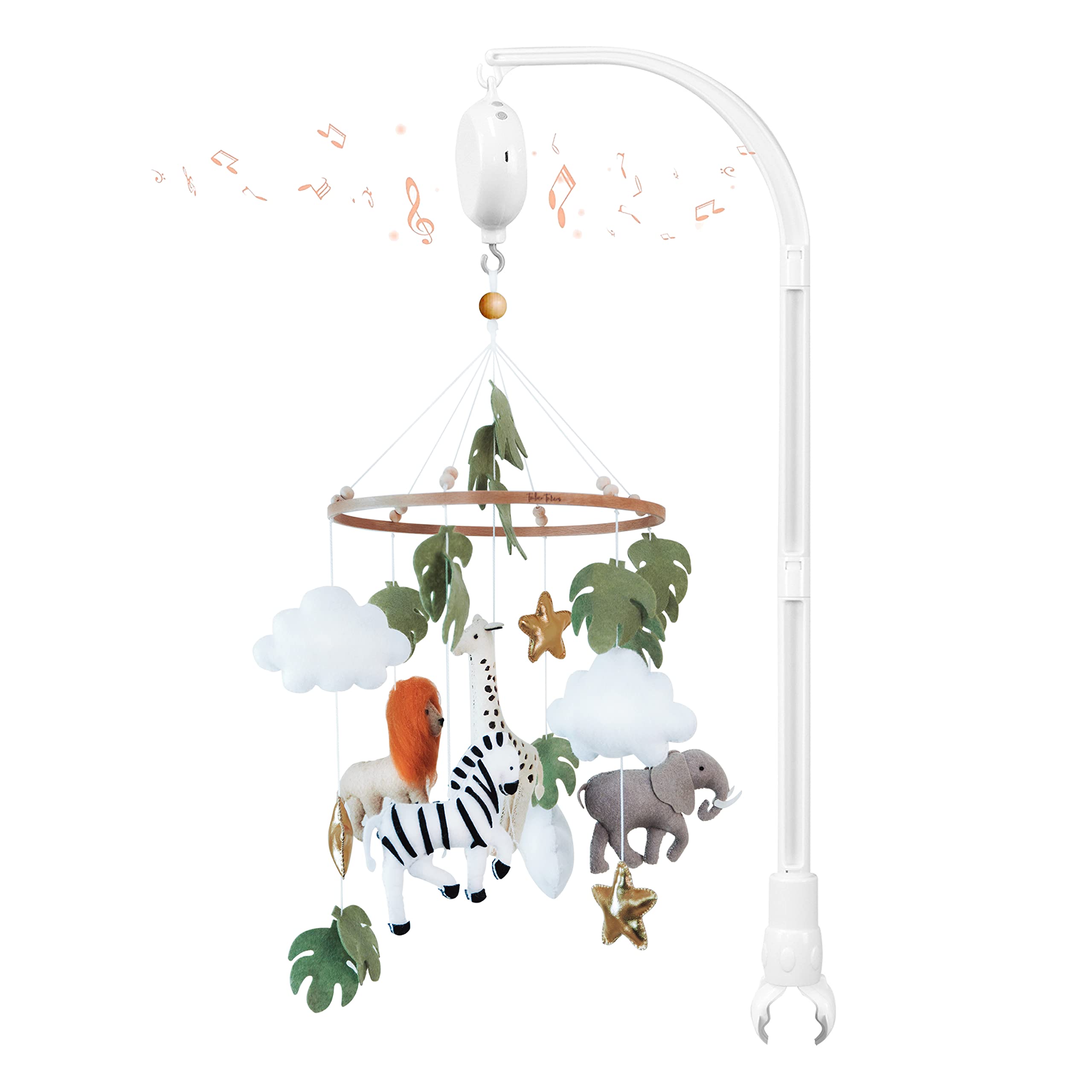 Nicepoch Musical Jungle Baby Crib Mobile for Boys & Girls - Wild Animals Nursery Mobiles - Safari Nursery Room Decor - Bassinet Mobile with Extension Arm Holder, 1.0 Count