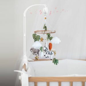 Nicepoch Musical Jungle Baby Crib Mobile for Boys & Girls - Wild Animals Nursery Mobiles - Safari Nursery Room Decor - Bassinet Mobile with Extension Arm Holder, 1.0 Count